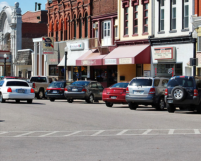 Downtown Baraboo looks like someone preserved a postcard from when storefronts had personality instead of corporate logos.