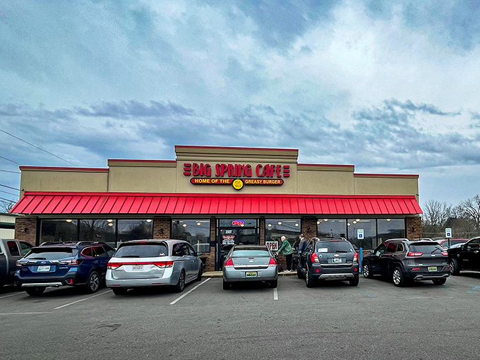 Rain-slicked parking lot, full of cars &ndash; the universal sign of "you've found the good stuff." Big Spring Cafe's modest storefront hides culinary treasures that locals can't resist.