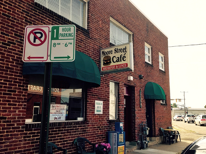 The unassuming brick exterior of Moore Street Cafe hides culinary treasures within, like a delicious secret Richmond locals have kept for years.