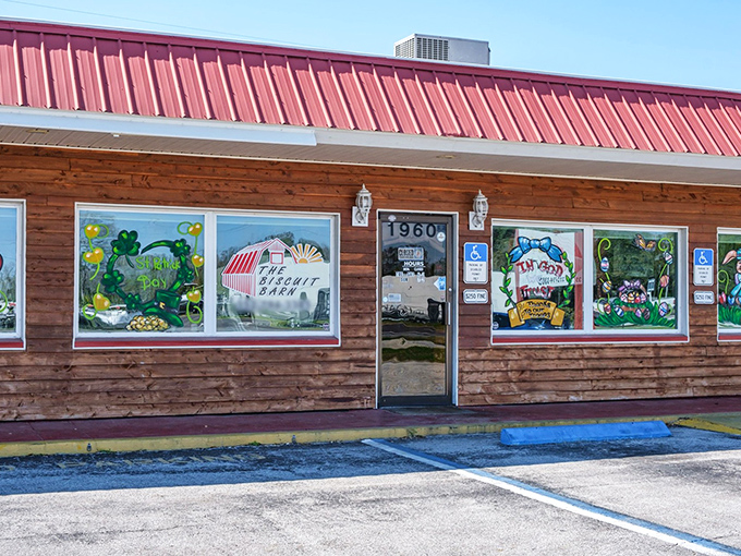Those colorful painted windows aren't just decoration&mdash;they're a stained glass cathedral announcing the religion of proper Southern breakfast.