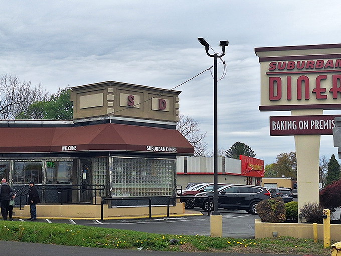 The iconic Suburban Diner sign promises "BAKING ON PREMISES" &ndash; four words that separate the breakfast contenders from the champions.
