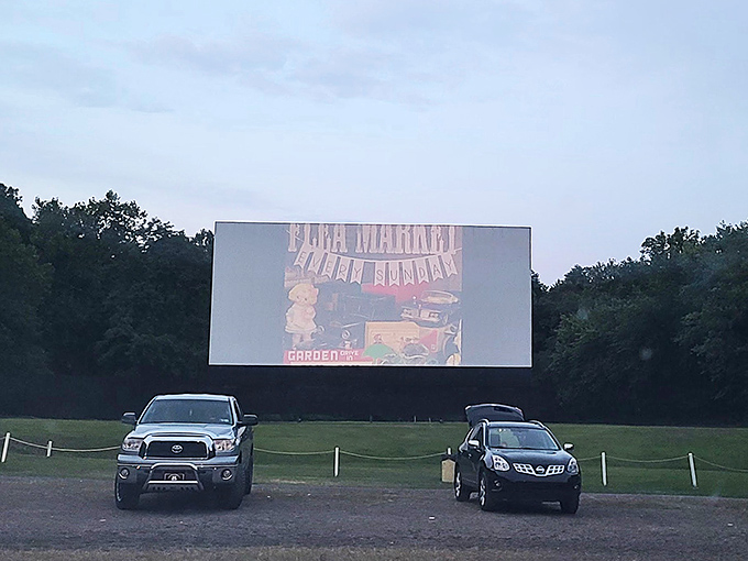 The magic hour at Garden Drive-In, when the screen flickers to life and Pennsylvania's night sky becomes the ultimate theater ceiling.
