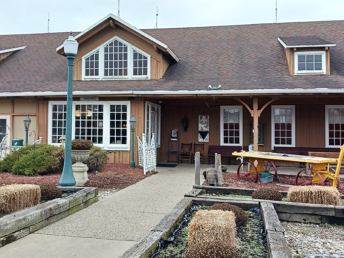 The rustic charm of Back 40 Junction welcomes you like an old friend, with hay bales and country warmth promising culinary adventures ahead.