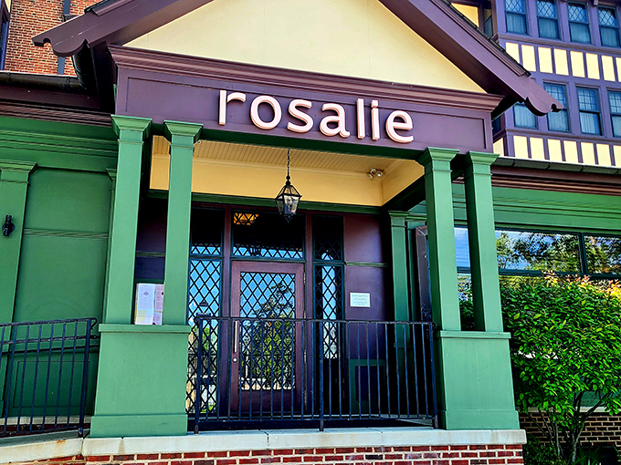 Rosalie's striking green portico welcomes you like an old friend with a new haircut &ndash; distinctive, charming, and impossible to miss.
