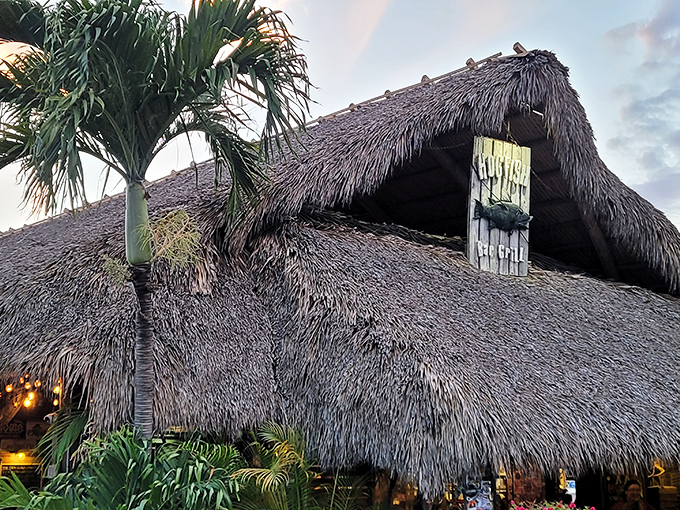 That thatched roof isn't just for show&mdash;it's nature's air conditioning for your seafood sanctuary. Paradise with palm fronds.