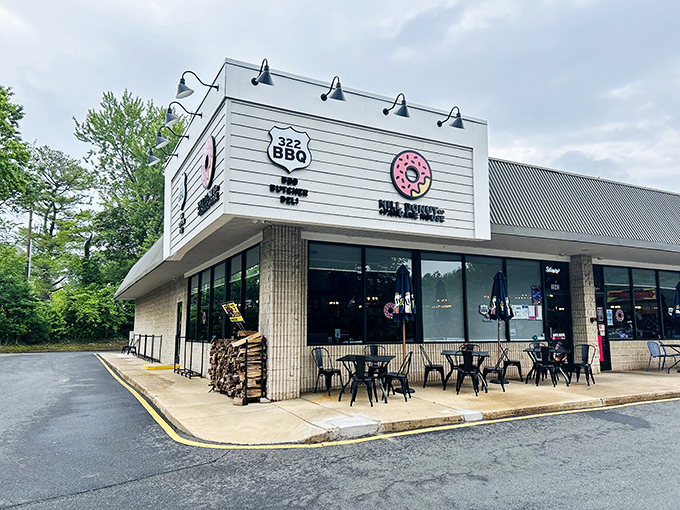 Hill Donut Co shares its storefront with 322 BBQ, creating the ultimate "can't decide between sweet or savory" solution to your breakfast dilemma.