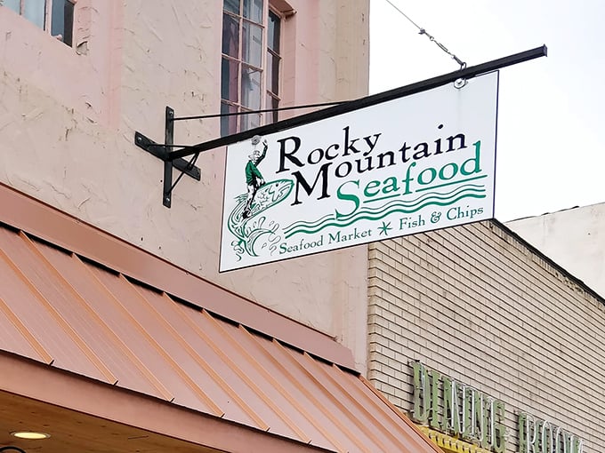 The unassuming sign hanging above Rocky Mountain Seafood promises an oceanic oasis in Wyoming's mountain landscape&mdash;a culinary plot twist in cowboy country.