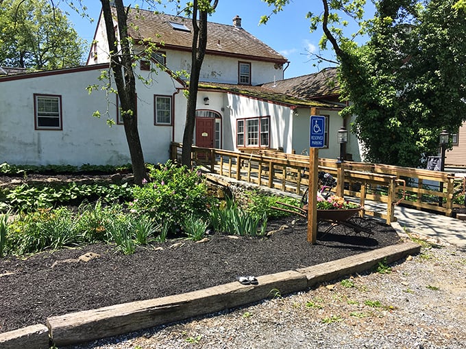 The charming exterior of Butterscotch Pastry Shop welcomes visitors with a wooden ramp and thoughtfully landscaped gardens&mdash;like Grandma's house, if Grandma were a world-class pastry chef.