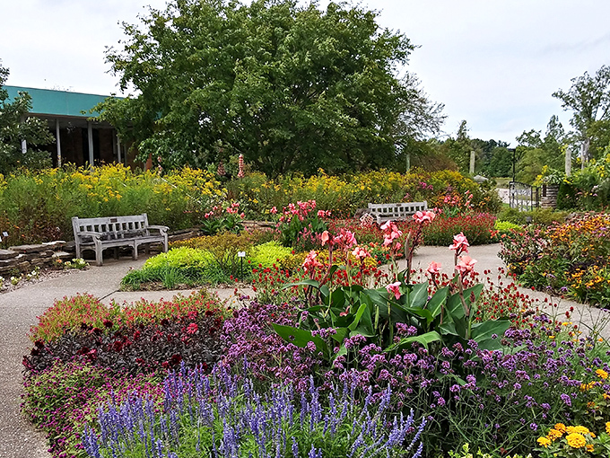 A symphony of colors greets visitors at every turn, with carefully arranged flower beds creating nature's version of a masterpiece painting.