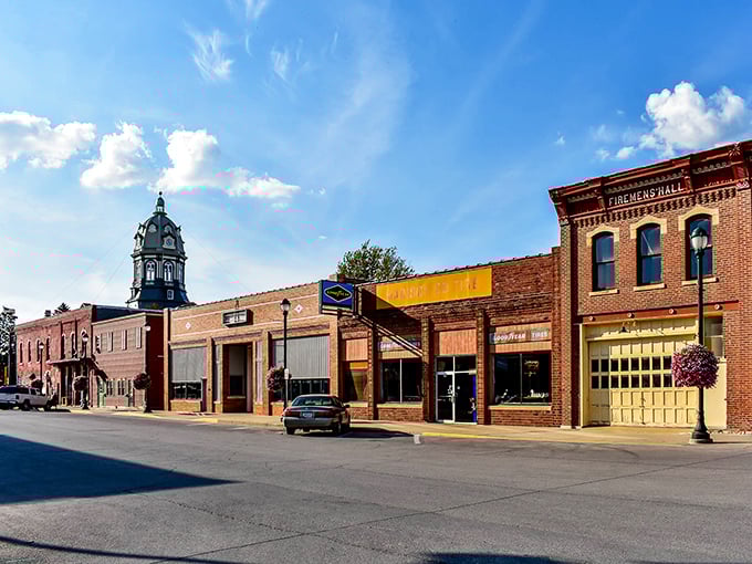 Winterset's historic downtown showcases classic Americana architecture, where the courthouse clock tower stands sentinel over brick buildings that have witnessed generations of small-town stories.