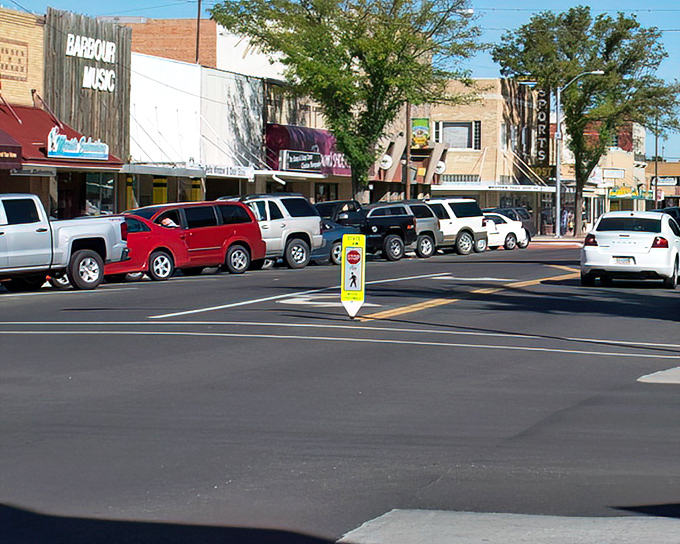 Another angle of Broadway Avenue, where pickup trucks outnumber sedans and nobody's in too much of a hurry to wave hello.