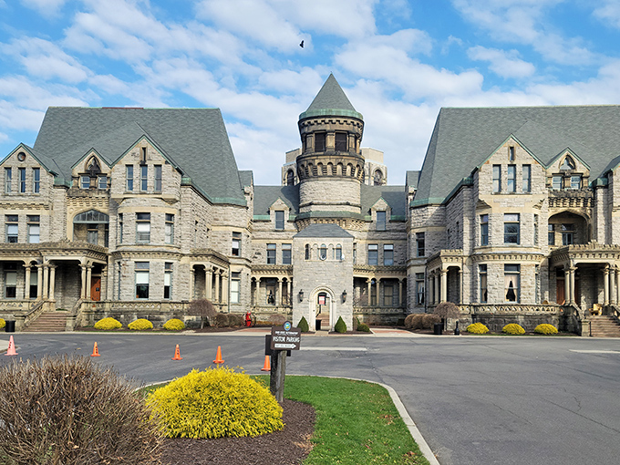 The imposing facade of Ohio State Reformatory looks more like a Gothic castle than a prison, its turrets and stone walls promising stories darker than any fairy tale.