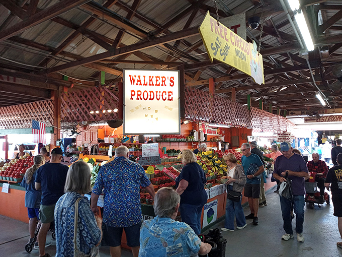 Walker's Produce stands as the beating heart of International Market World, where locals gather for farm-fresh tomatoes and friendly conversation.