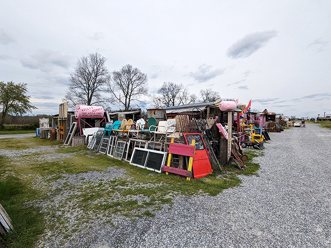 Treasure hunter's paradise! Vendor stalls stretch along gravel paths, where yesterday's discards await transformation into tomorrow's conversation pieces.