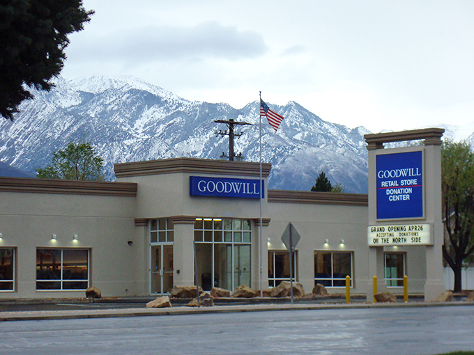 Against the backdrop of Utah's majestic mountains, this Goodwill store promises treasure hunting with a view that rivals any shopping mall.