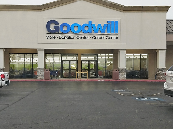 The unassuming exterior of Springdale's Goodwill hides a treasure trove of bargains waiting to be discovered inside.