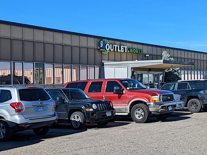 The unassuming exterior of Goodwill Outlet World &ndash; where treasure hunters arrive in vehicles ranging from luxury SUVs to well-loved pickup trucks, all united by bargain fever.