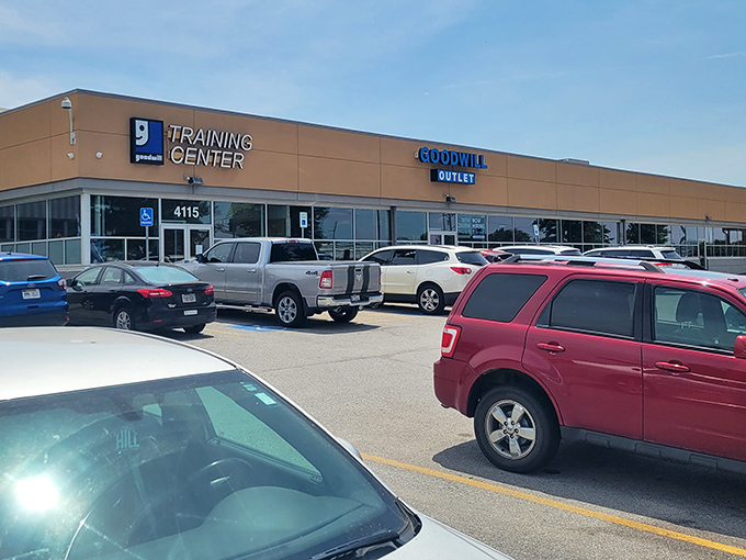 The unassuming exterior belies the treasure-hunting adventure within. Like a culinary speakeasy, this thrift mecca's blue signage beckons to bargain hunters across Omaha.