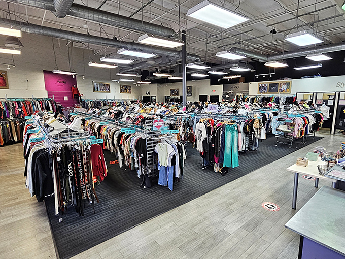 Fashion paradise stretches before you like a retail wonderland without the retail prices. Rack after colorful rack of possibilities awaits your treasure-hunting instincts.