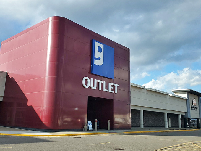 The iconic burgundy exterior stands proud against an Ohio sky, promising treasures within for those brave enough to dig.