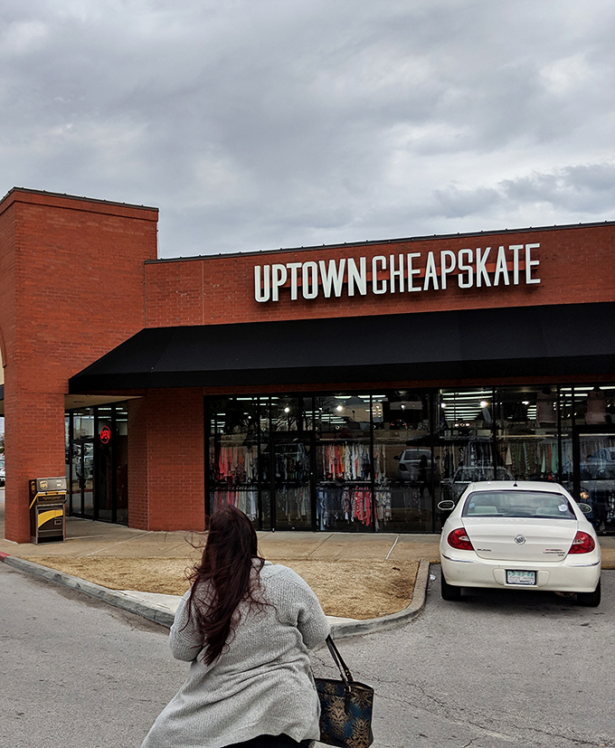 Even on cloudy days, Uptown Cheapskate's storefront beckons bargain hunters with its siren call of style without the sticker shock.