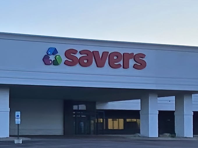 The iconic red Savers sign welcomes bargain hunters to this thrifting paradise in Sioux Falls.