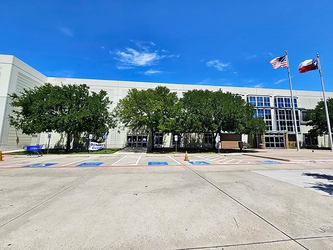The Westmoreland Goodwill stands proudly under Texas skies, its unassuming exterior hiding a universe of treasures waiting to be discovered.