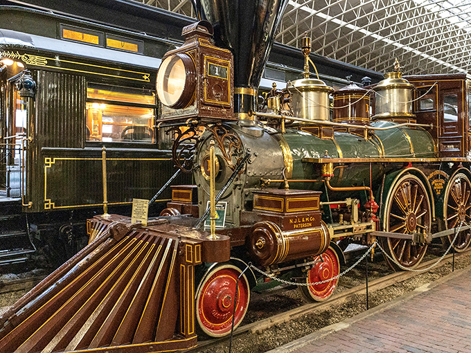 The William Crooks locomotive stands majestically in the museum, its polished brass and elegant cowcatcher telling stories of Minnesota's railroad golden age.