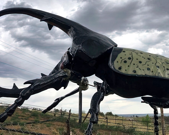Herkimer looms against the Colorado sky like a prehistoric sentinel, his massive mandibles ready to challenge even the bravest entomologists to a staring contest.
