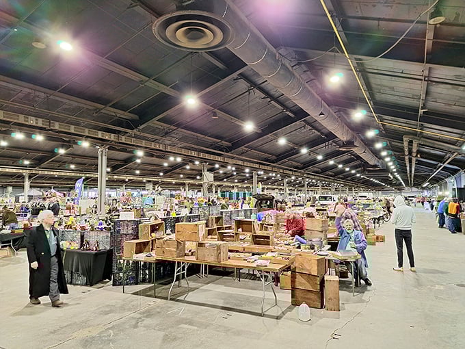 The treasure hunter's paradise stretches as far as the eye can see, with tables laden with potential discoveries waiting for their next chapter.