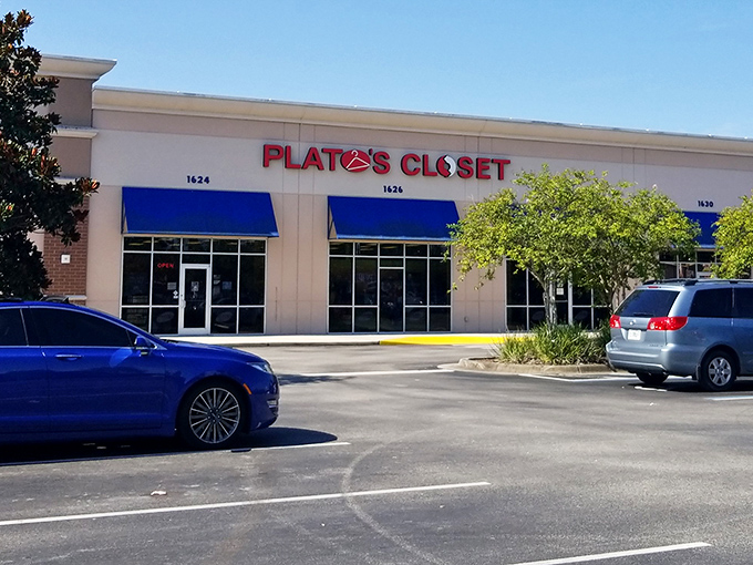 The unassuming storefront of Plato's Closet in Kissimmee hides a treasure trove of fashion finds that would make any bargain hunter's heart skip a beat.