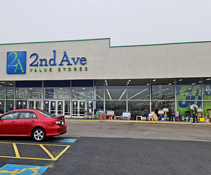 The blue and green signage of 2nd Ave beckons like a siren song to bargain hunters. Treasures await inside this unassuming retail wonderland.
