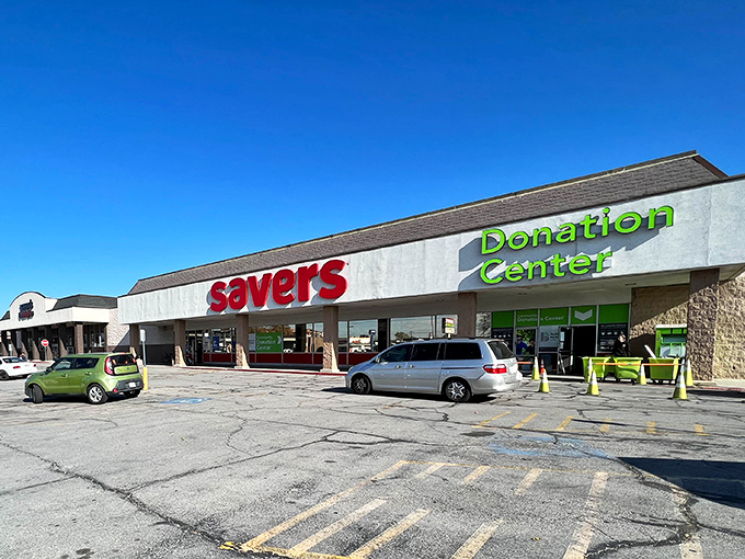 The iconic red Savers sign beckons like a lighthouse for bargain hunters. Behind that unassuming facade lies a universe of possibilities and second chances. 