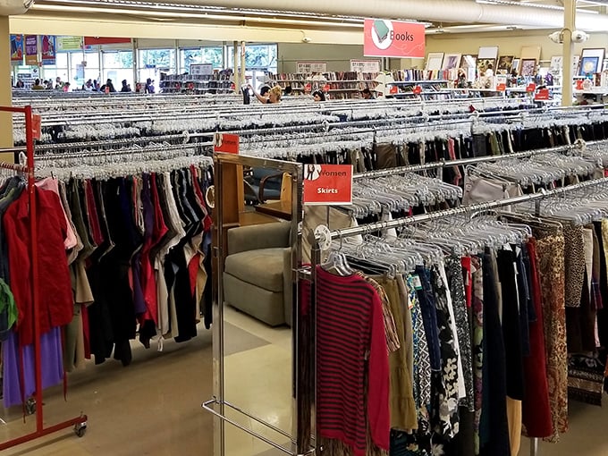 Row after row of clothing stretches toward the horizon at Value Village, a treasure hunter's paradise where one person's castoffs become another's gold mine.