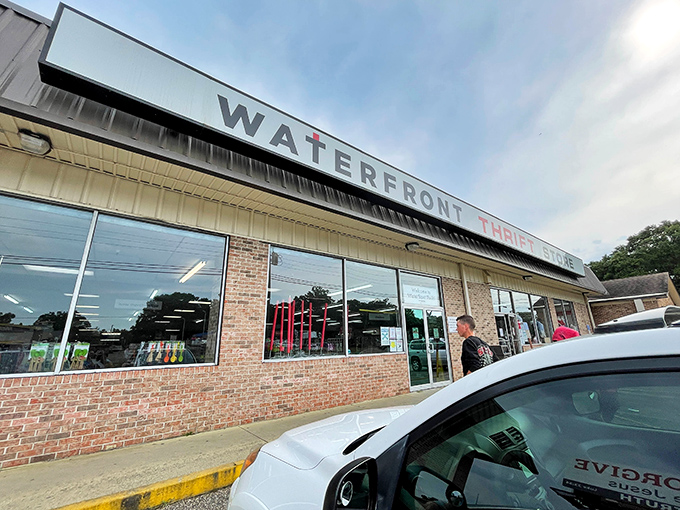 The unassuming exterior of Waterfront Rescue Mission Thrift Store hides a treasure trove within&mdash;like finding the world's best pizza joint in a strip mall.