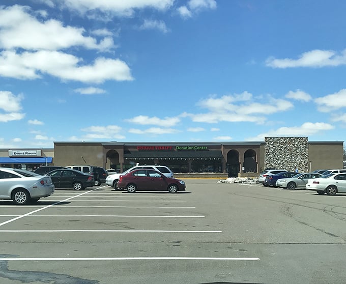 The unassuming exterior of Unique Thrift Store in New Hope belies the treasure trove waiting inside. Minnesota's bargain hunters know this facade means adventure awaits.