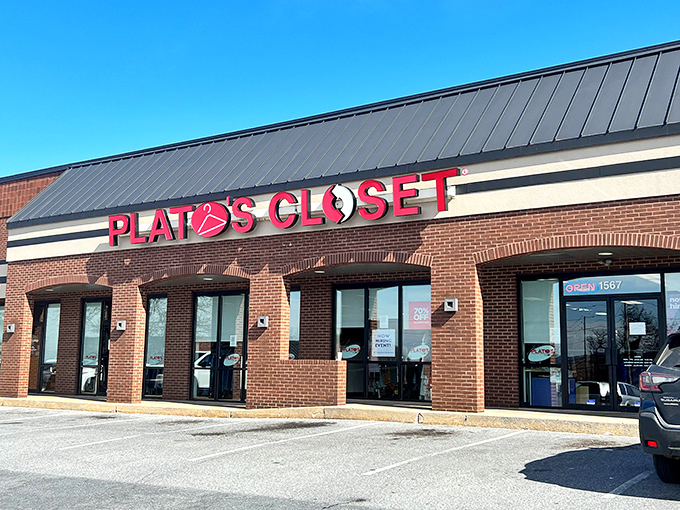 That distinctive red roof beckons bargain hunters like a lighthouse guides ships to treasure-filled shores.