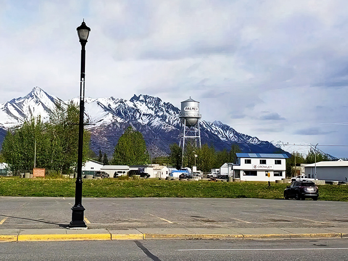 Palmer's downtown sits pretty against the Chugach Mountains, where every parking lot comes with a postcard-worthy backdrop included.