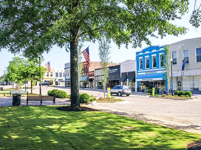 Abbeville's town square looks like it was designed by someone who specializes in postcard-perfect scenes. Those American flags aren't just decoration&mdash;they're exclamation points.