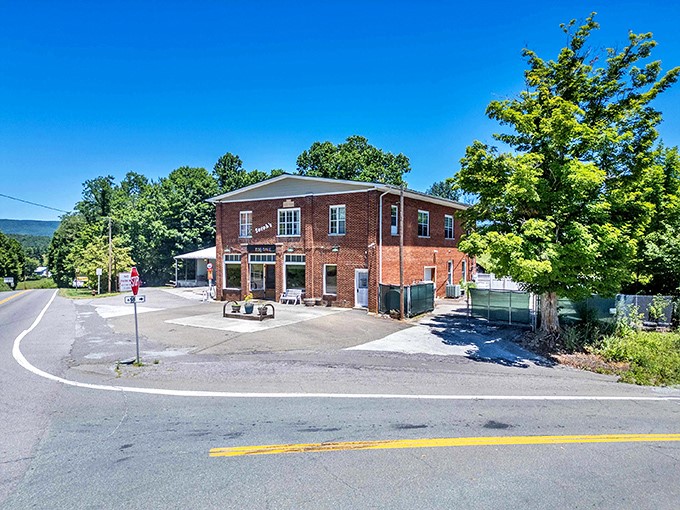 This brick building might not look like much, but it's the beating heart of Troutdale, where mountain stories are exchanged like currency and time slows to a pleasant crawl.