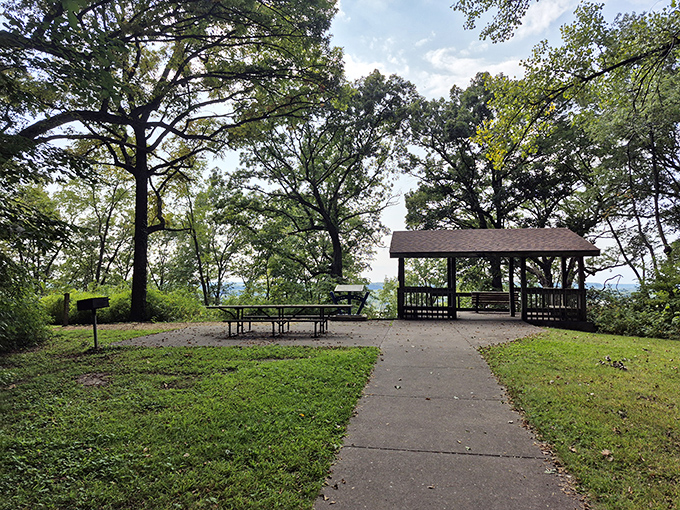 The entrance sign welcomes you to a world where Illinois suddenly remembers it can do dramatic landscapes too. Mother Nature showing off her Midwest muscles.