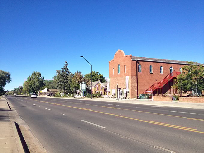Red brick charm under Arizona's famous blue skies. This historic building stands as testament to Snowflake's commitment to preserving its architectural heritage.