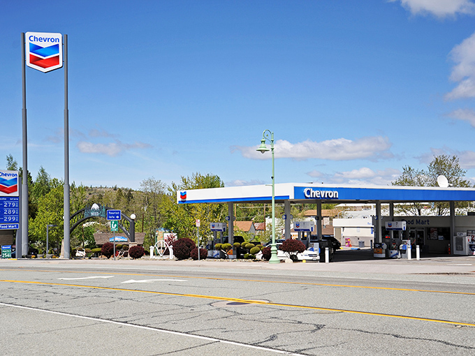 That Chevron sign never looked so good with Mount Shasta playing backdrop like nature's own billboard.