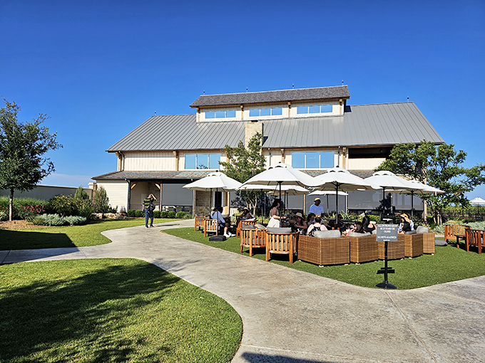 Augusta Vin's modern farmhouse architecture creates the perfect backdrop for an afternoon of wine tasting, with comfortable outdoor seating that practically begs you to linger.