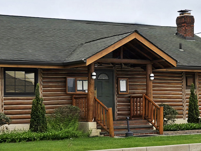 The log cabin exterior isn't just rustic charm&mdash;it's nature's way of saying "Come in, the steaks are magnificent!"