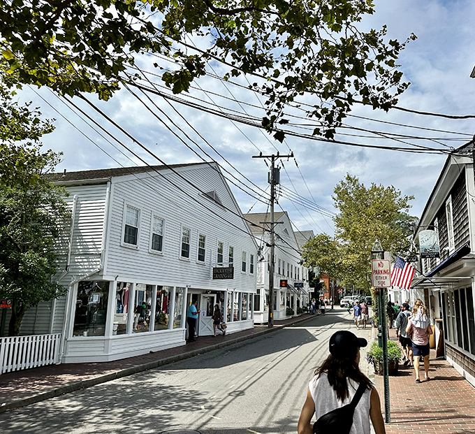 Main Street magic: Edgartown's tree-lined thoroughfare offers the perfect blend of historic charm and modern boutiques, with classic New England architecture at every turn.