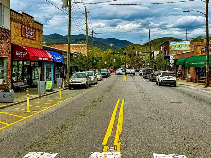 Downtown Black Mountain beckons with its charming brick storefronts and mountain backdrop. Small-town magic with big-time views.