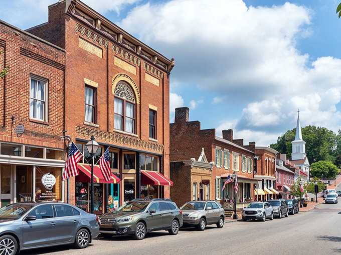 Strolling down this charming street feels like walking through a living history book, where every storefront has character and even the lamp posts have stories to tell.