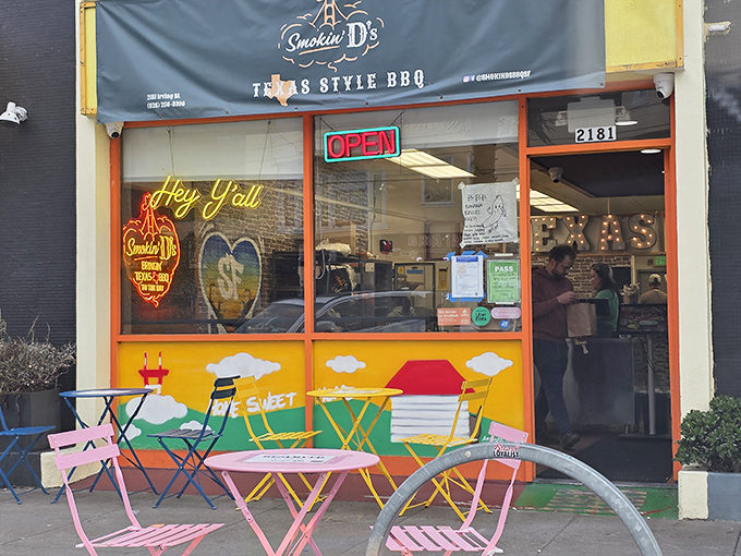 The unassuming storefront that houses barbecue greatness. Like finding a diamond in a haystack, if haystacks were painted bright orange and smelled like heaven.