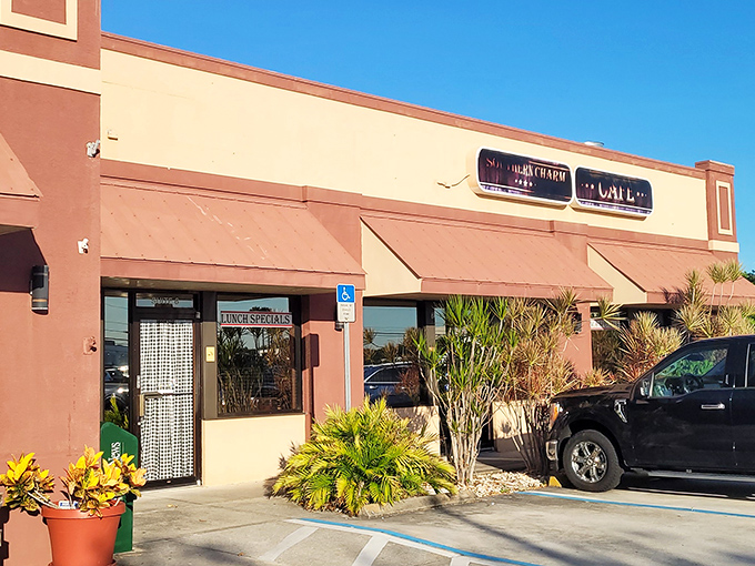 Behind this unassuming terracotta exterior lies Port Canaveral's breakfast paradise, where comfort food dreams come true daily.